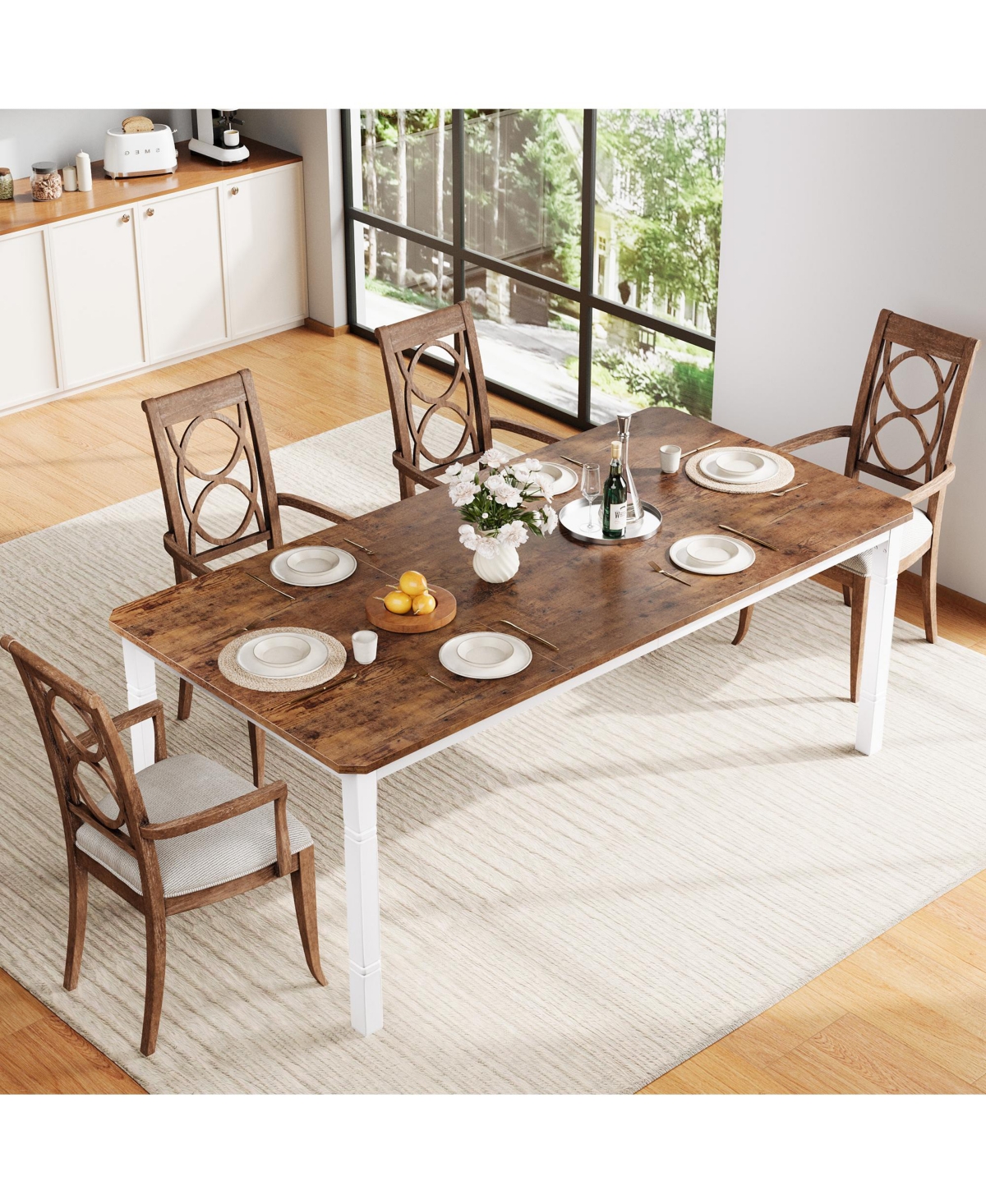 Click here for homfan Large Rectangular Dining Table for 6 to 8 w... prices