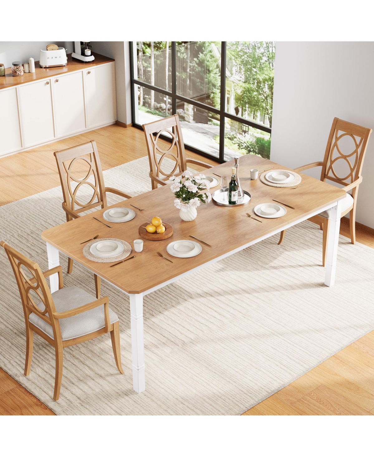 Click here for homfan Large Rectangular Dining Table for 6 to 8 w... prices