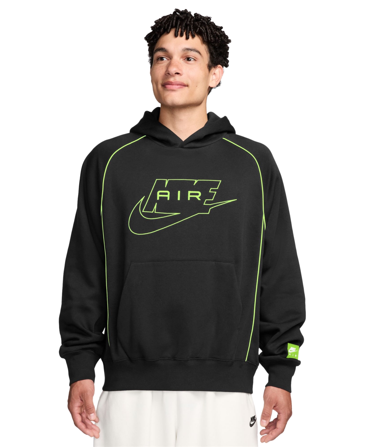 Click here for Nike Mens Air Fleece Pull-On Hoodie - Black/Volt prices