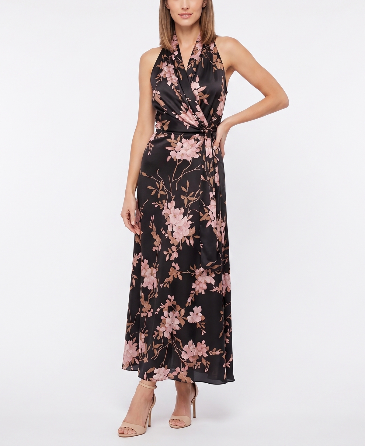 Click here for Taylor Womens Floral V-Neck Fit & Flare Dress - Bl... prices