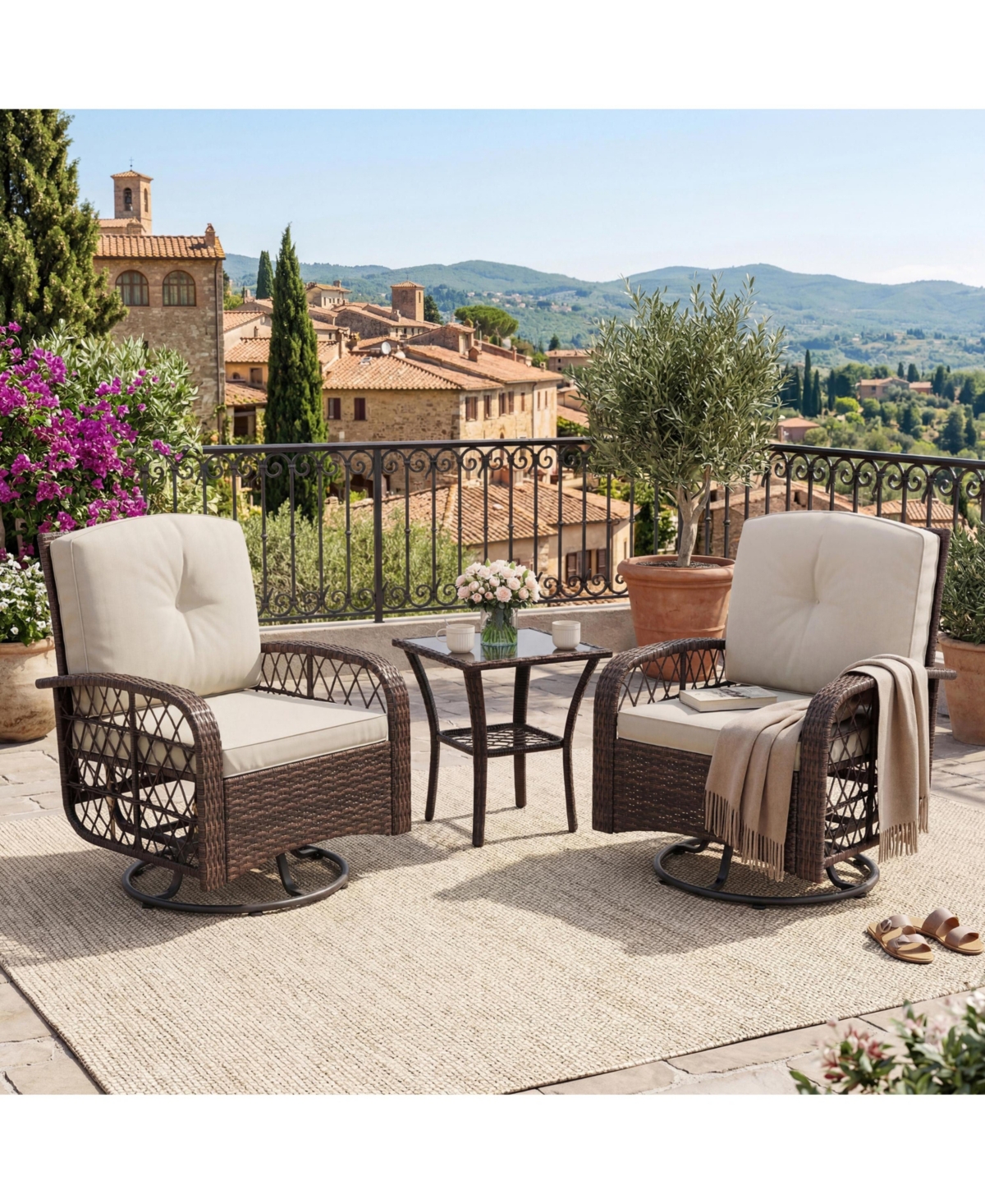 Click here for gaomon Patio 3-Piece Outdoor Furniture Set  Wicker... prices
