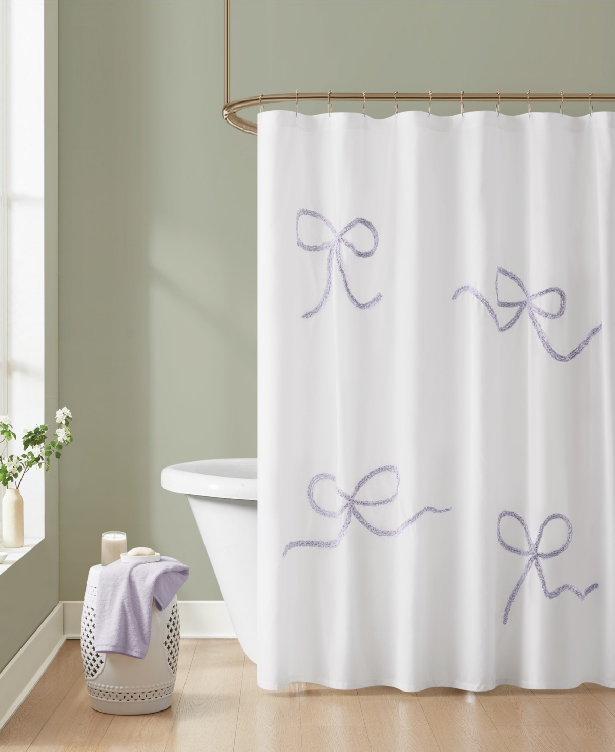 Click here for Truly Soft Textured Bow Shower Curtain  72 x 72 -... prices