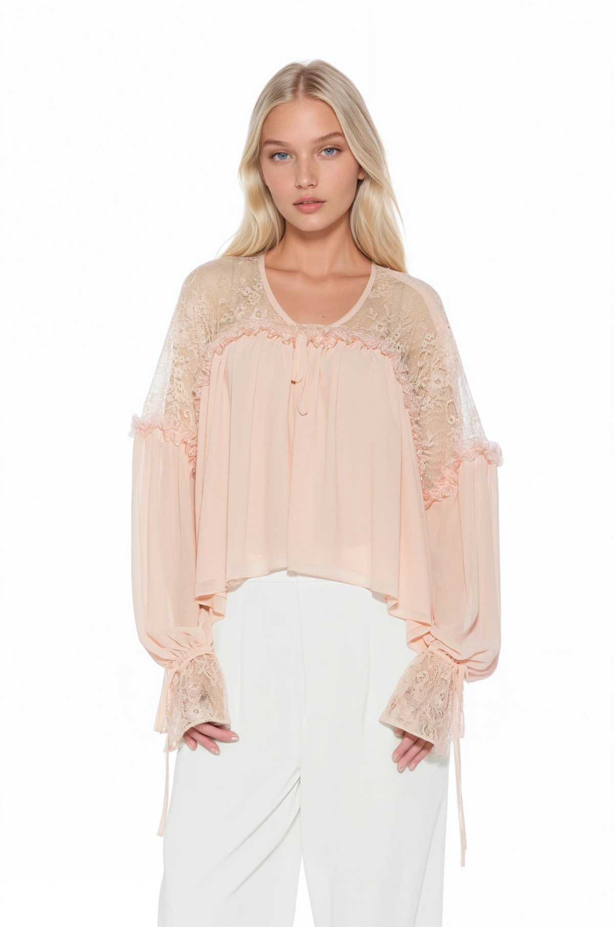 Click here for Alexia Admor Womens Indigo Lace Cotton Blouse - Pi... prices