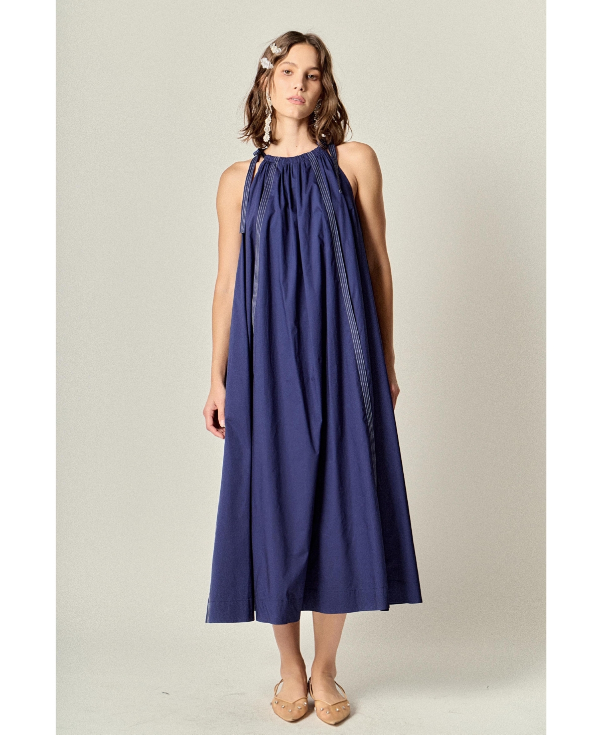 Click here for English Factory Womens Halter Neck Midi Dress - Na... prices