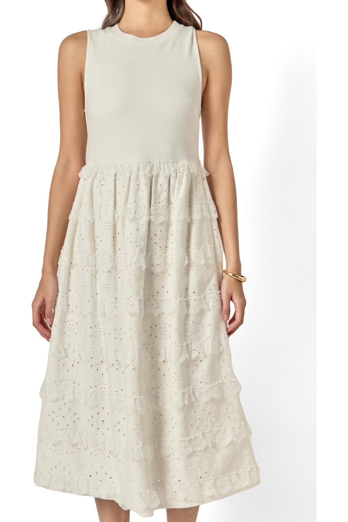 Click here for English Factory Womens Mixed Media Sleeveless Midi... prices