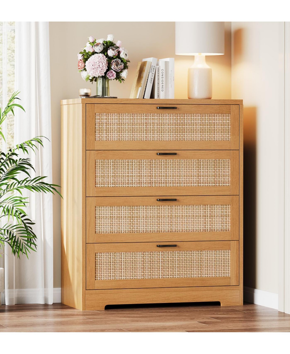 Click here for gaomon 4 Drawer Rattan Dresser with Power Outlets... prices