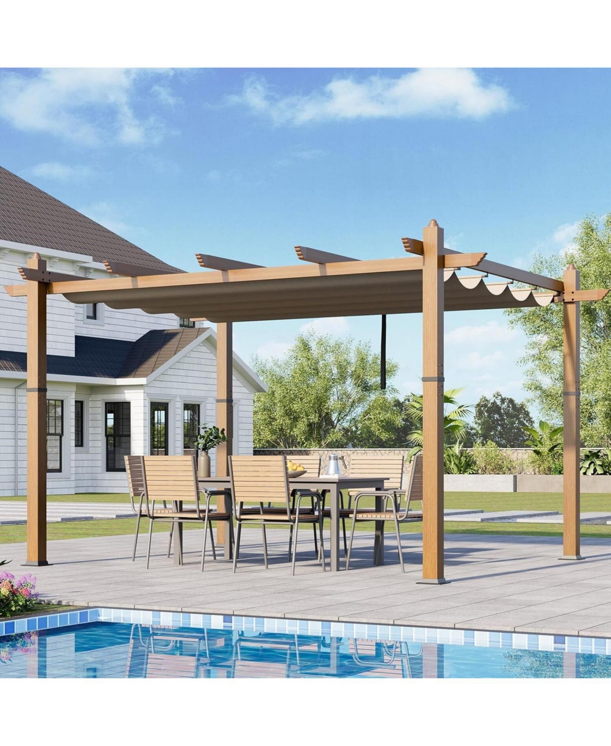 Click here for gaomon 10x13 Ft Outdoor Patio Pergola with Sun Sha... prices