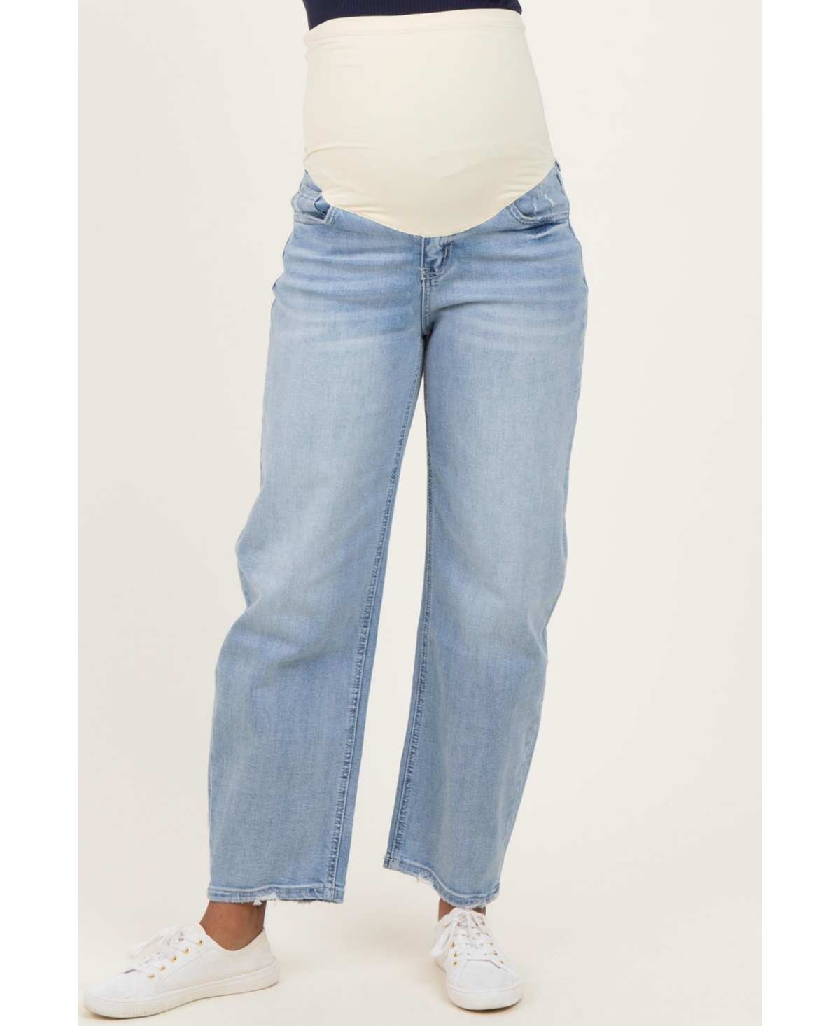Click here for Pinkblush Maternity Distressed Barrel Leg Jeans -... prices