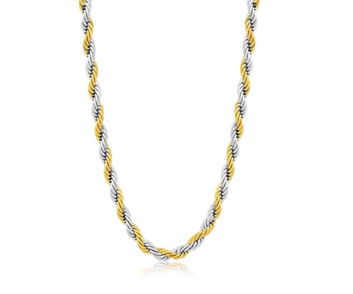 Click here for Metallo Stainless Steel  24 Two-Tone Rope Chain -... prices