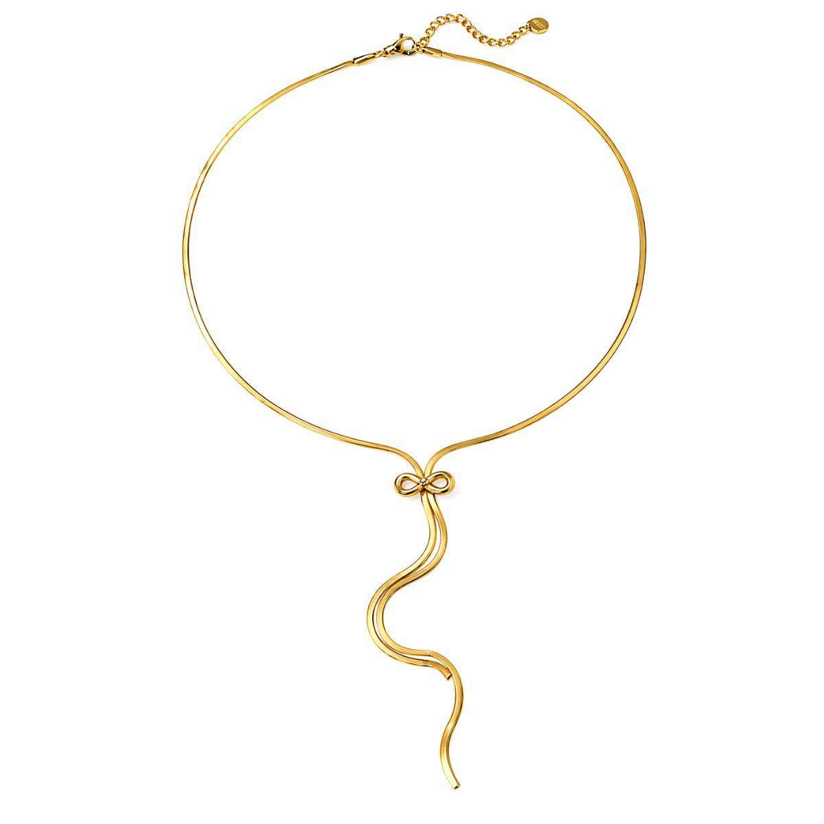 Click here for Rebl Jewelry Bow Lariat Pendant Necklace - Gold prices