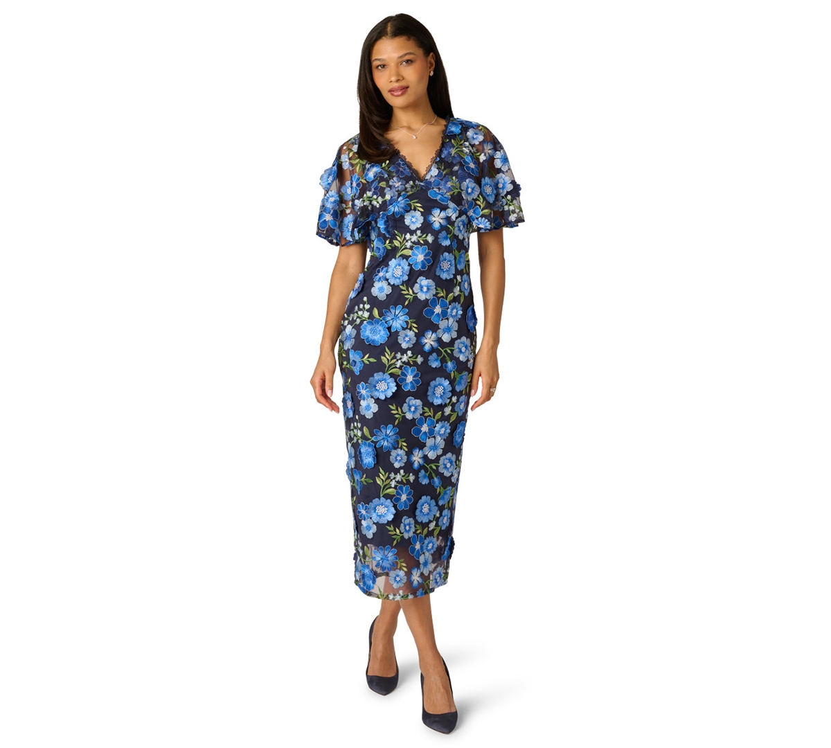 Click here for Adrianna Papell Womens Embroidered Dolman-Sleeve V... prices
