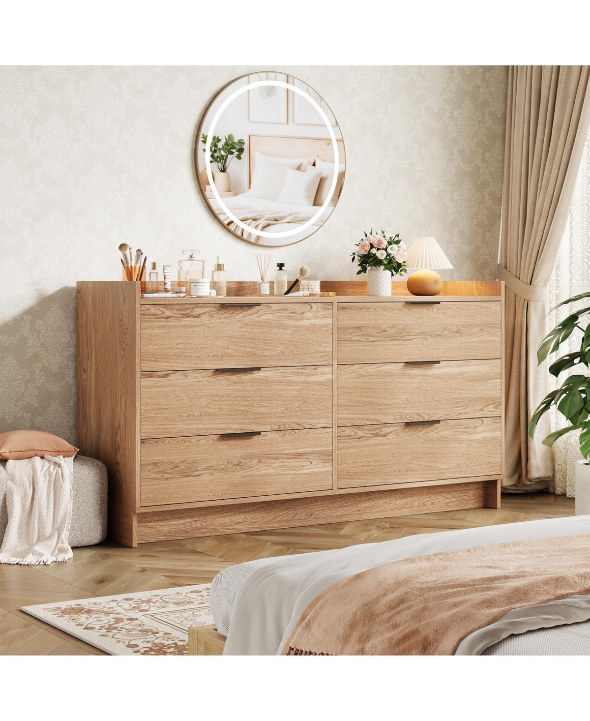 Click here for homfan 52.5 Wide Fluted 6-Drawer Dresser  Modern W... prices