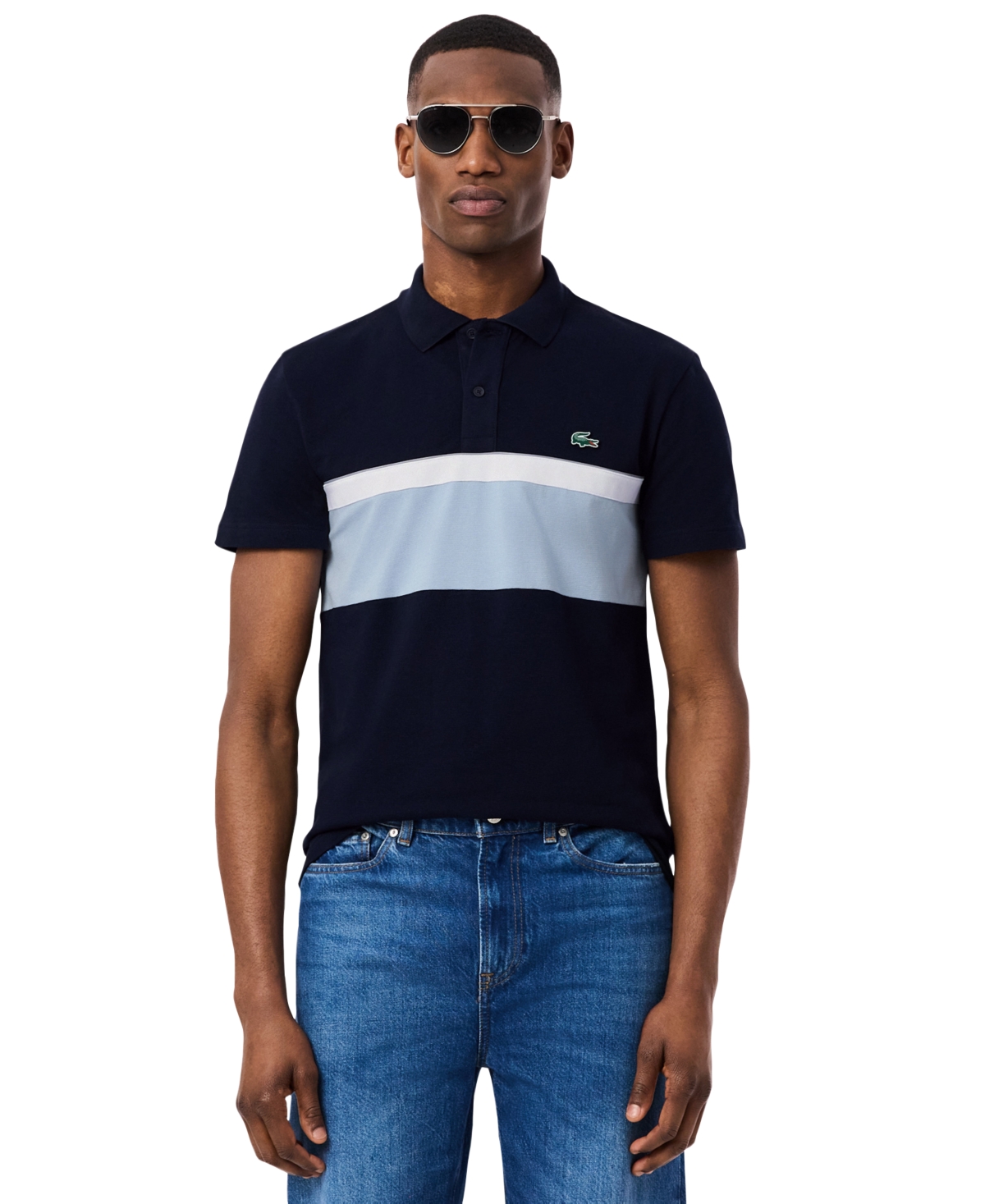 Click here for Lacoste Mens Regular-Fit Color Block Polo Shirt -... prices