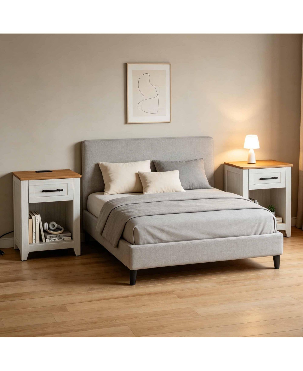 Click here for gaomon Set of 2 Farmhouse Nightstand with Charging... prices