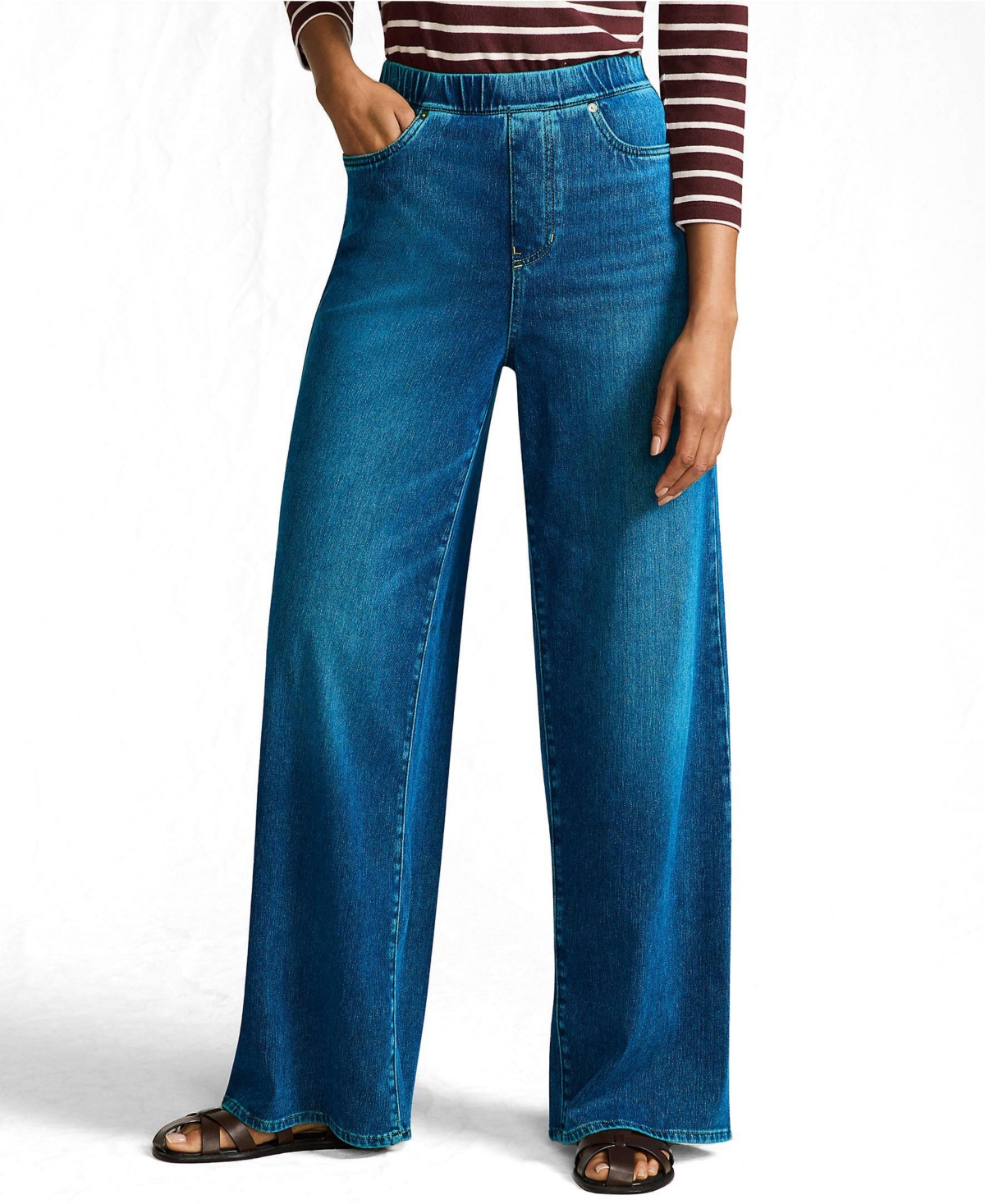 Click here for Lands End Womens Starfish Denim High Rise Wide Leg... prices