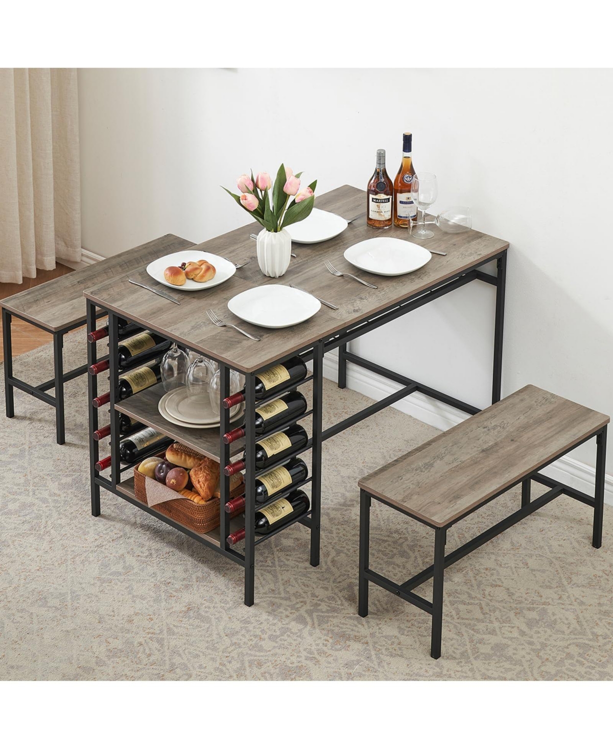 Click here for gaomon 3-Piece 4-Person Dining Set with Wine Rack... prices