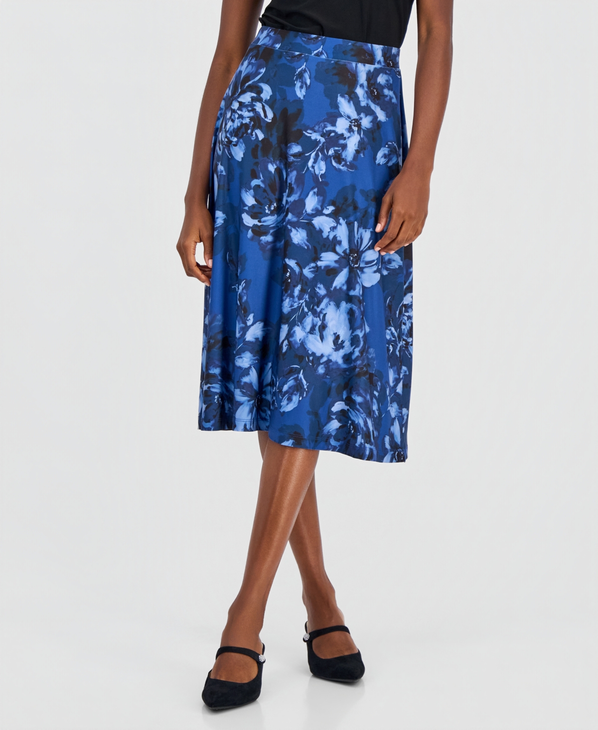 Click here for Kasper Womens Printed Pull-On A-Line Midi Skirt -... prices