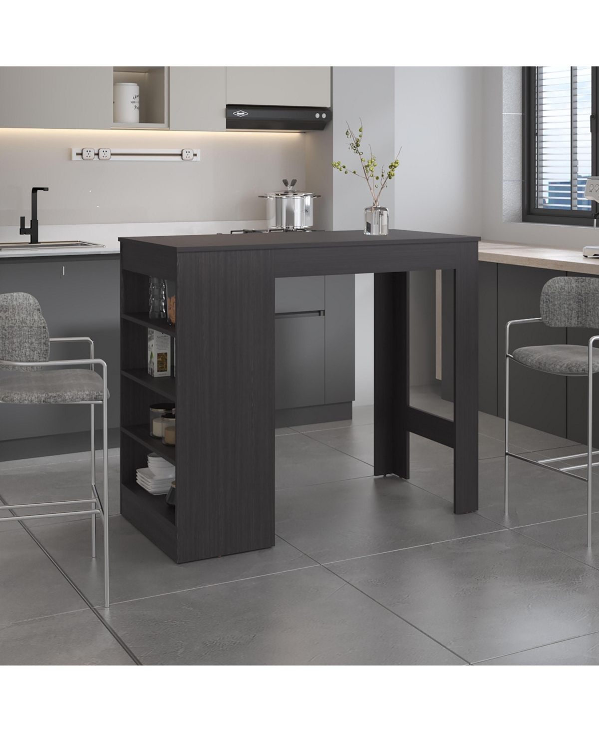 Click here for flynama Compact Counter Table with 4 Storage Shelv... prices