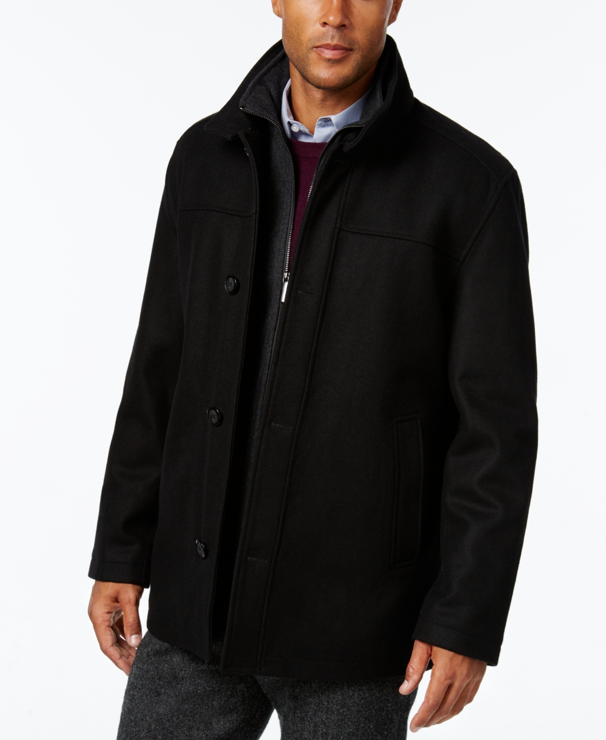 Click here for London Fog Mens Wool-Blend Layered Car Coat  Creat... prices