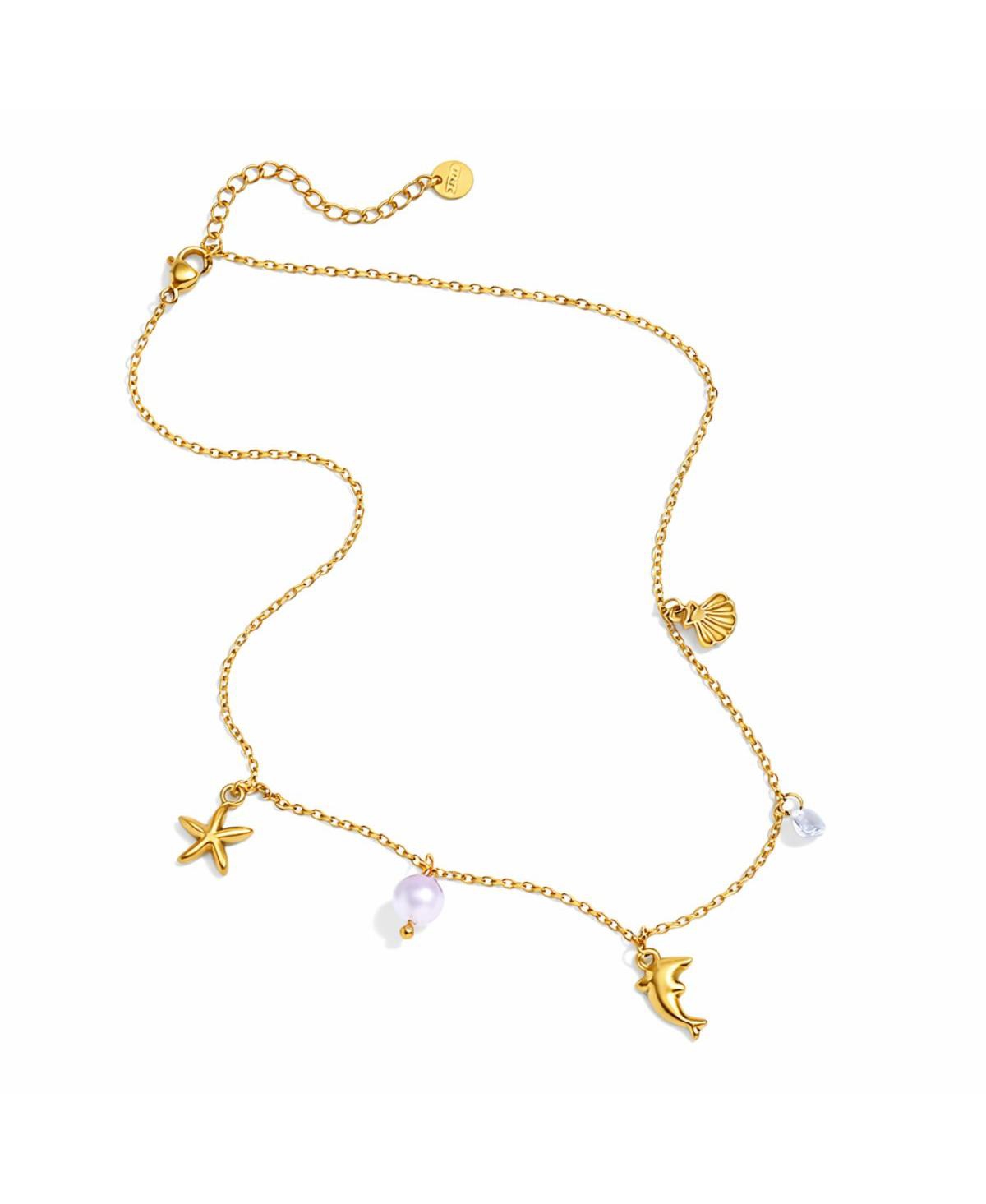 Click here for Rebl Jewelry Ocean Charm Pendant Necklace - Gold prices