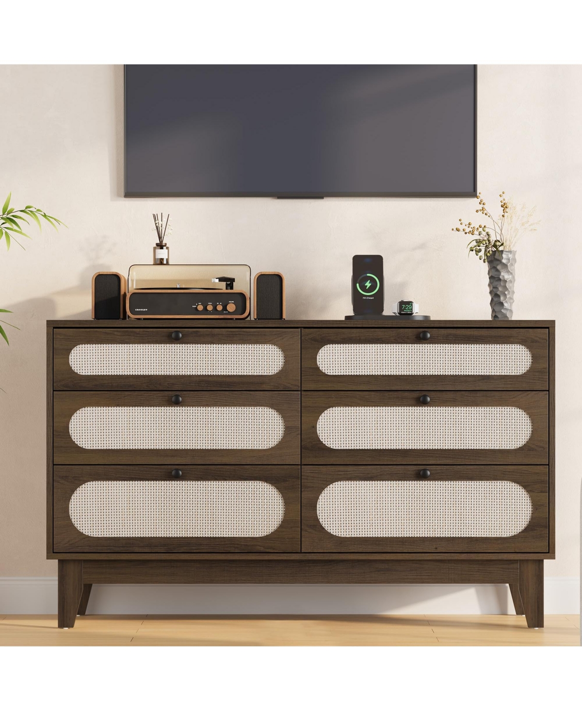 Click here for homfan Modern Farmhouse 6-Drawer Rattan Cabinet  W... prices