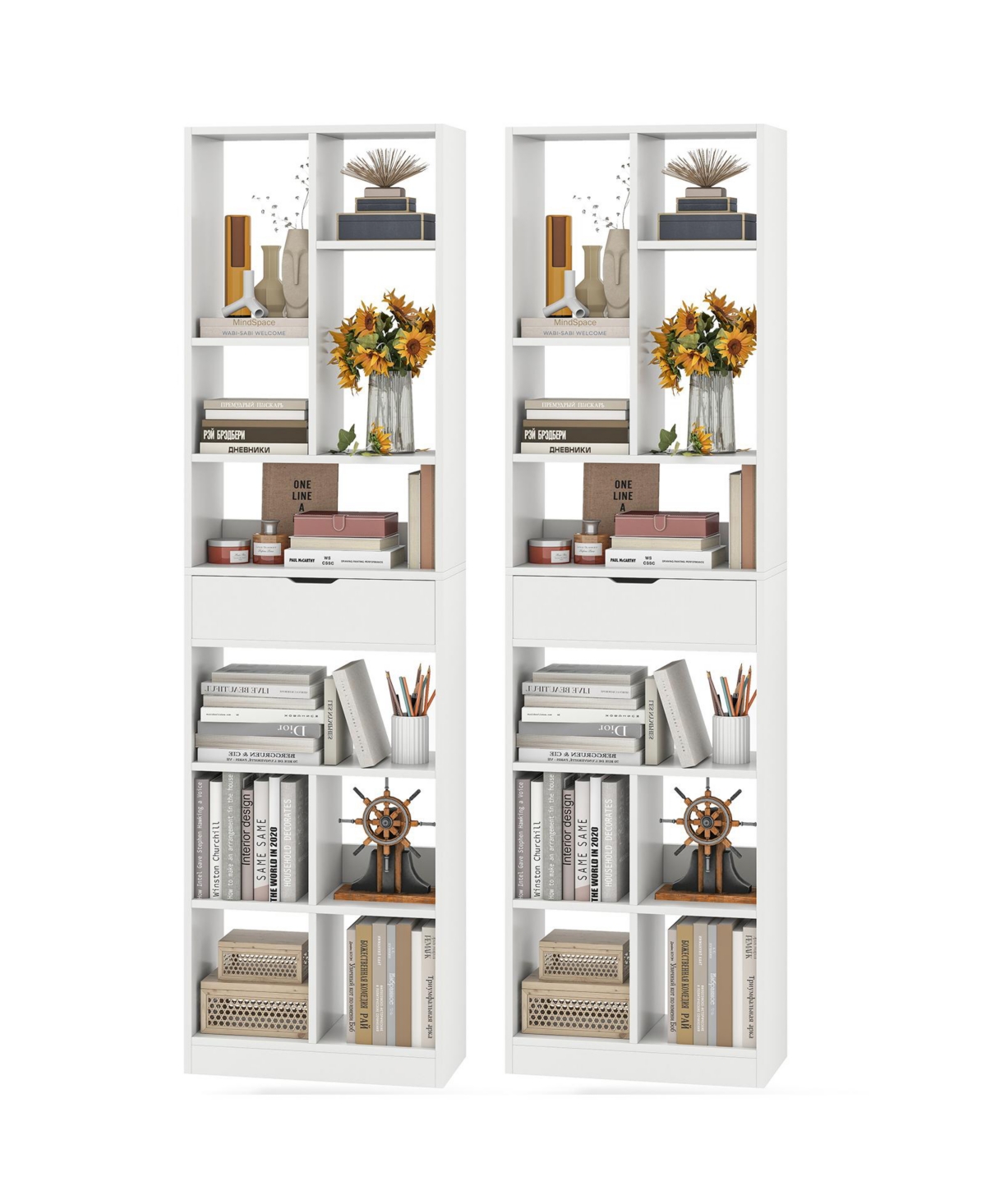 Click here for Gymax 2Pieces 71 Tall Bookcase with Drawer Modern... prices