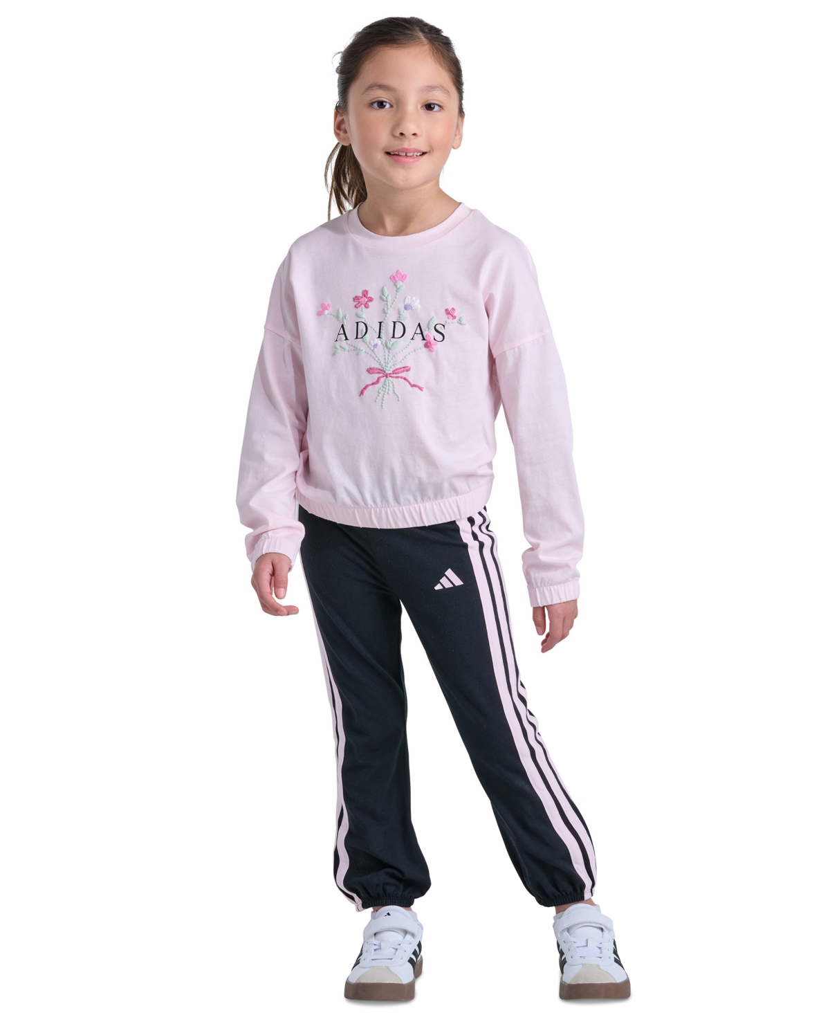 Click here for adidas Girls 2T-6X Long-Sleeve Sweatshirt and Pant... prices