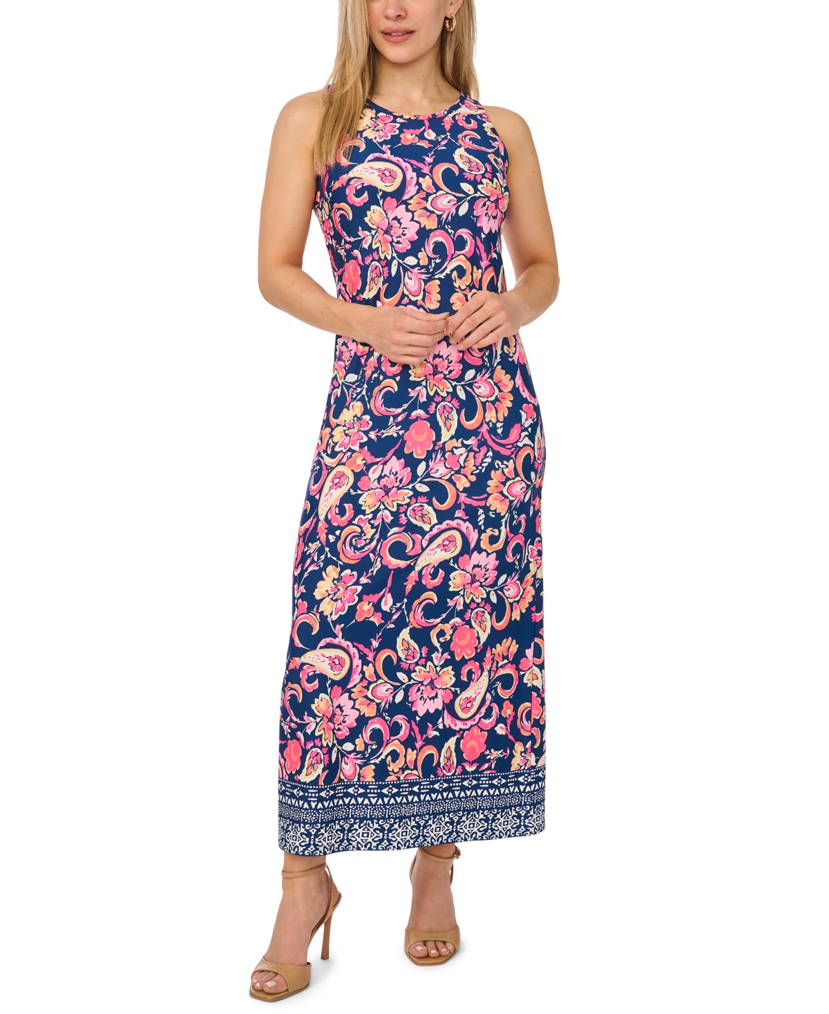 Click here for Msk Petite Printed Round Neck Sleeveless Maxi Dres... prices
