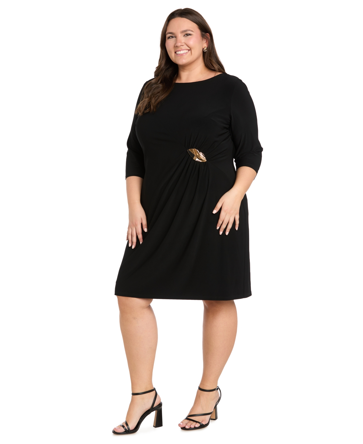 Click here for R & M Richards Plus Size Side Buckle Boat Neck Dre... prices
