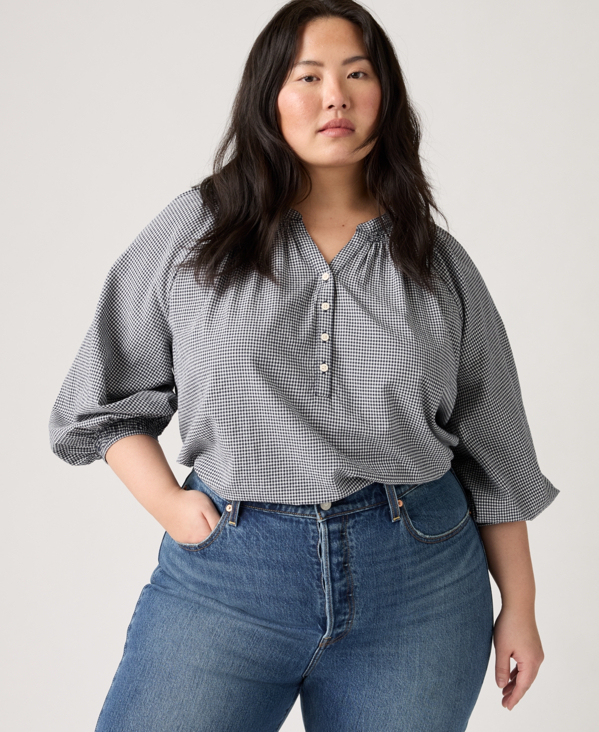 Click here for Levis Plus Size V-Neck Chambray Relaxed Fit Reveri... prices