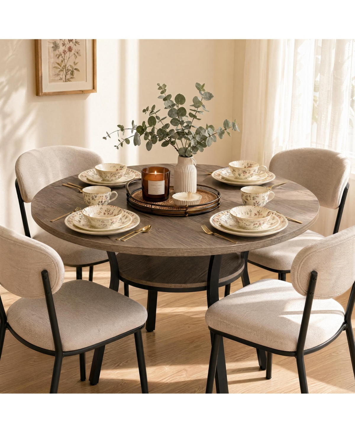 Click here for homfan Space-Saving Round Dining Table for 4-6 - M... prices