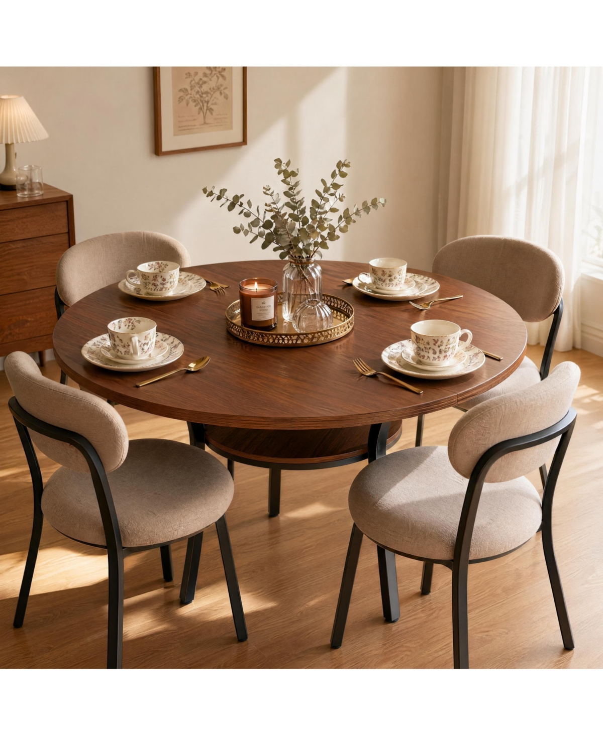 Click here for homfan Space-Saving Round Dining Table for 4-6 - M... prices
