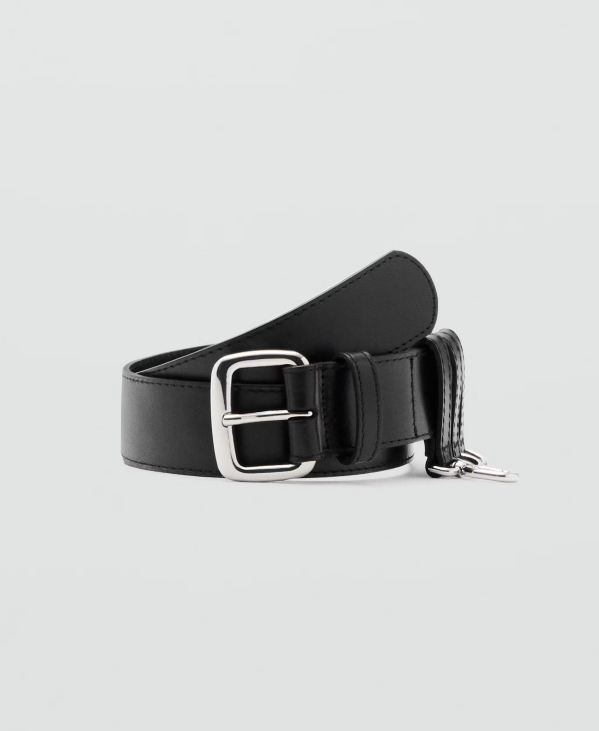 Click here for Mango Womens Belt Loops Leather Belt - Black prices