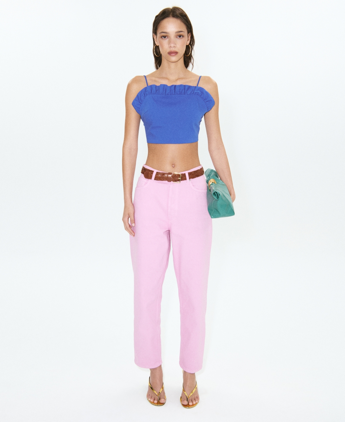 Click here for Mango Womens High-Waisted Mom-Fit Jeans - Lilac prices
