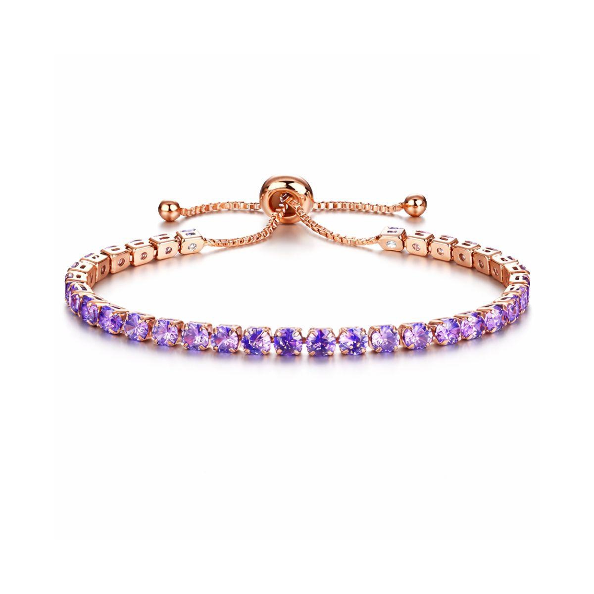 Click here for Rebl Jewelry Dainty Cz Tennis Bracelet - Purple prices