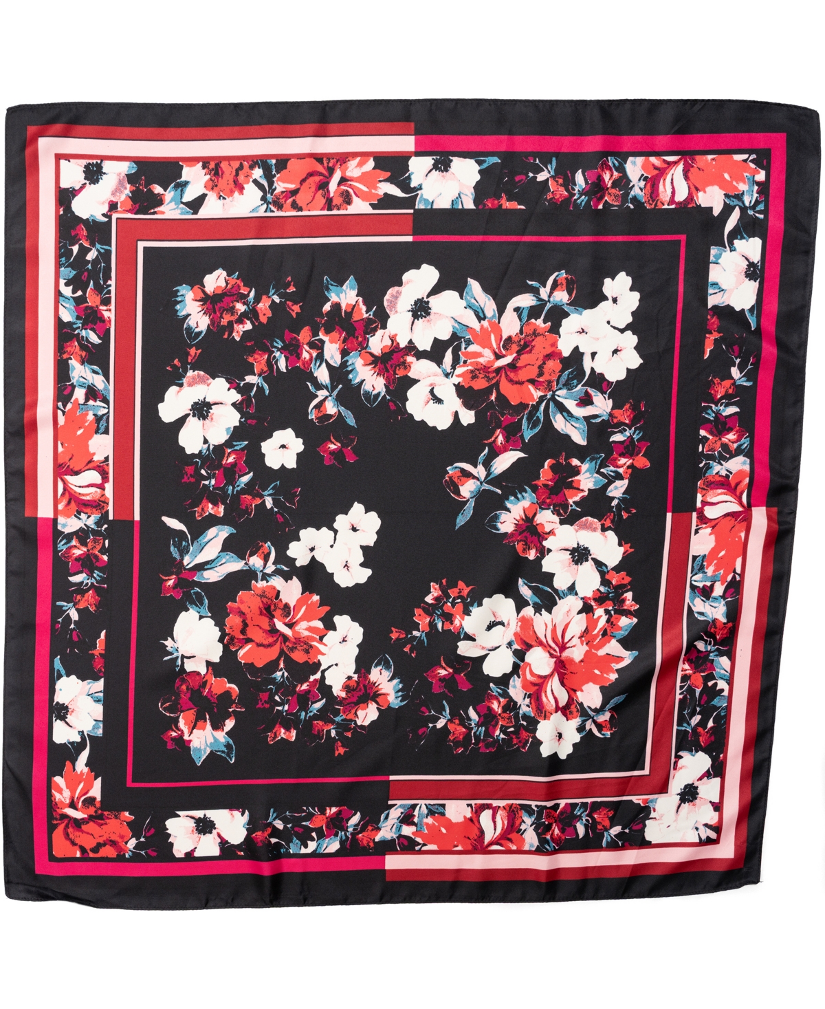Click here for Vince Camuto Posy Floral Border Square Scarf - Bla... prices