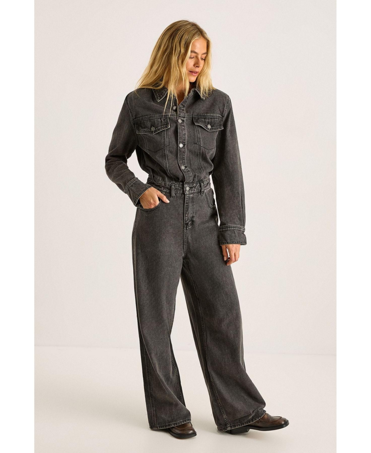 Click here for Nasty Gal Womens Denim Shoulder Pad Boilersuit - W... prices