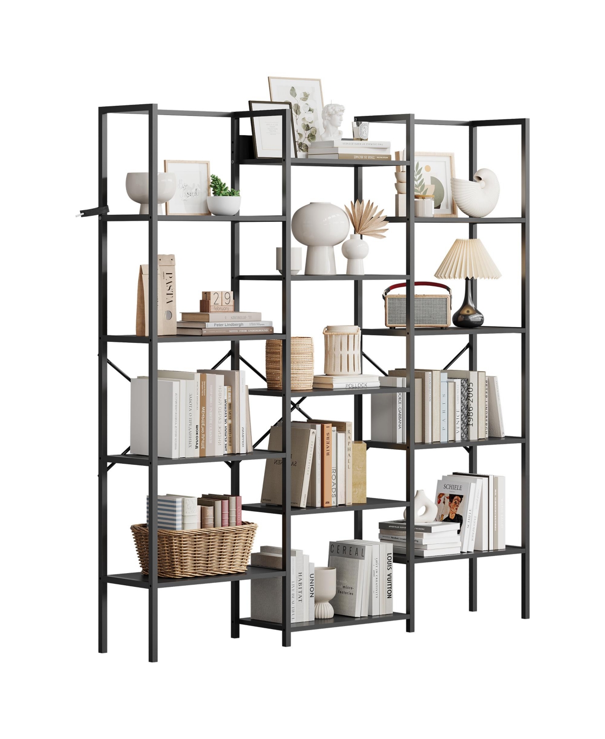 Click here for gaomon Triple Column 5-Tier Industrial Bookshelf -... prices