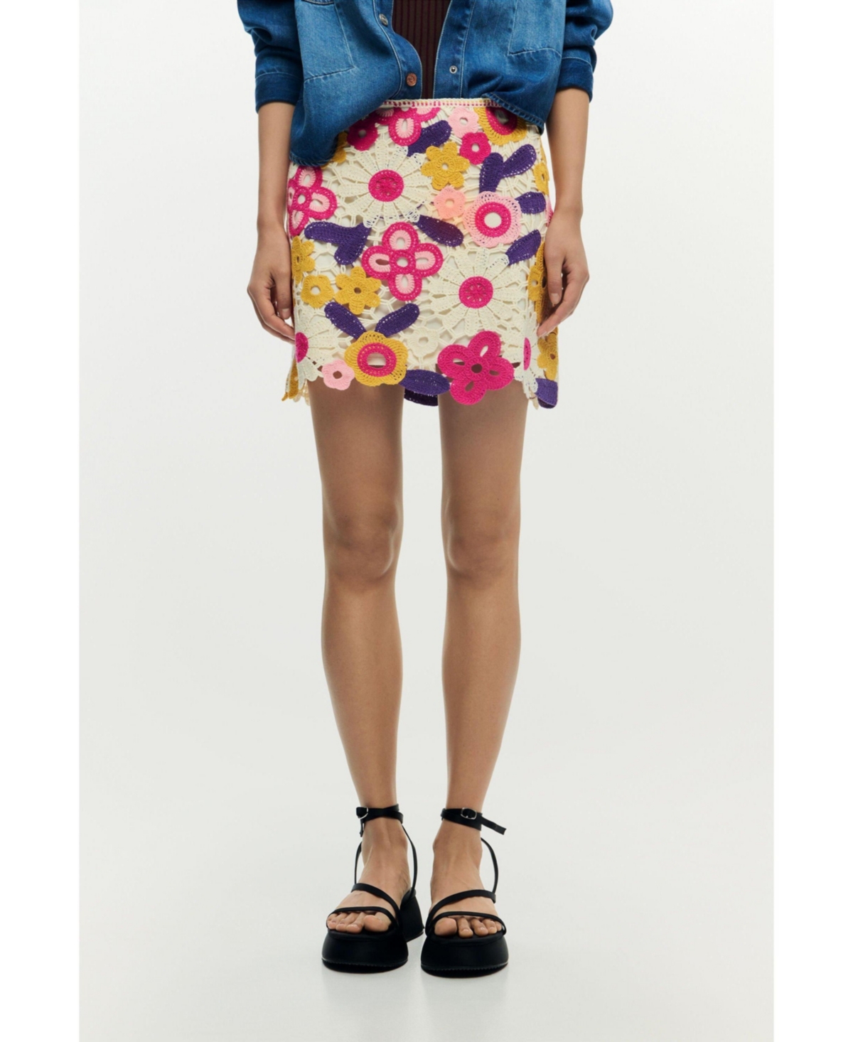 Click here for Desigual Womens Mini Crochet Skirt - Off white prices