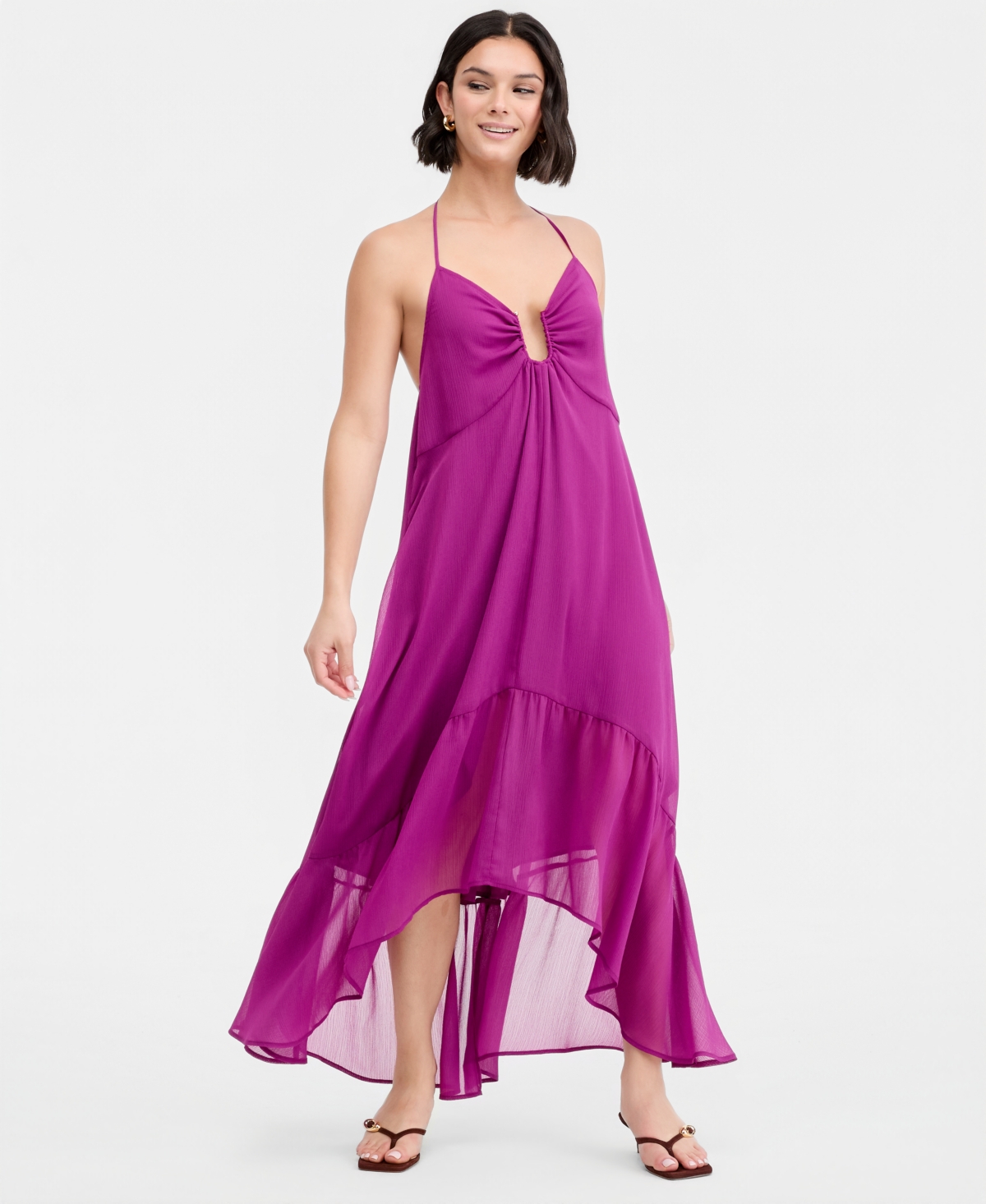 Click here for Bar Iii Womens Chiffon Halter High-Low Maxi Dress... prices