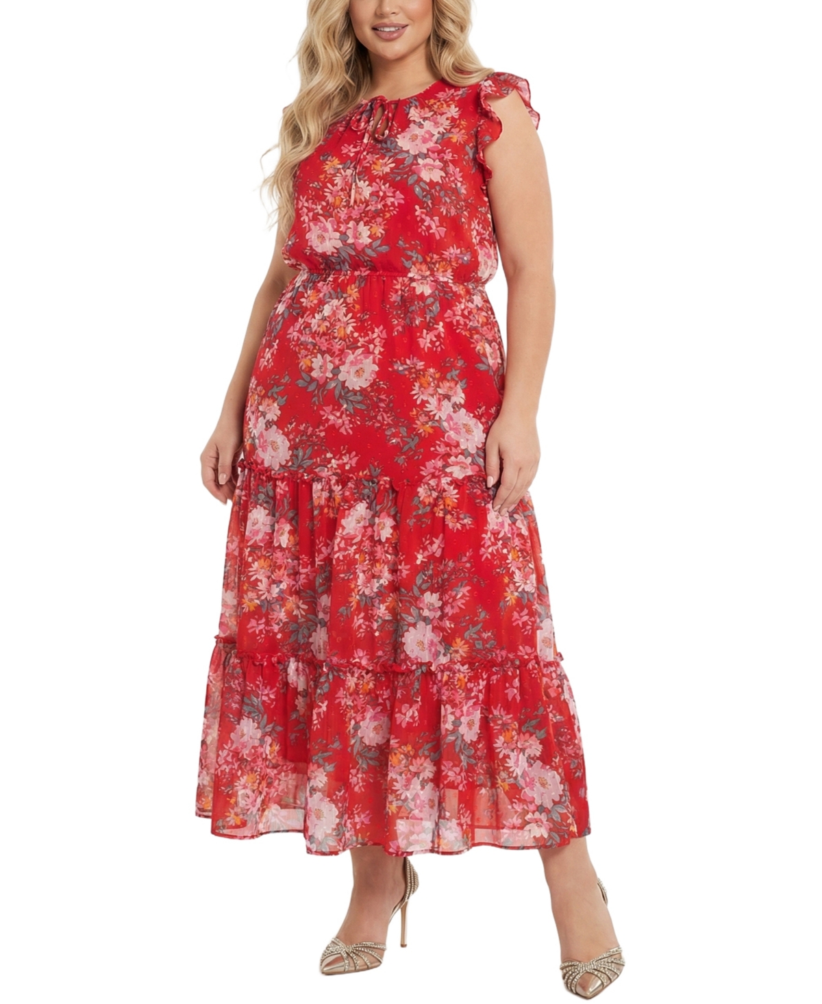 Click here for Ny Collection Plus Size Flutter Sleeve Tiered Dres... prices