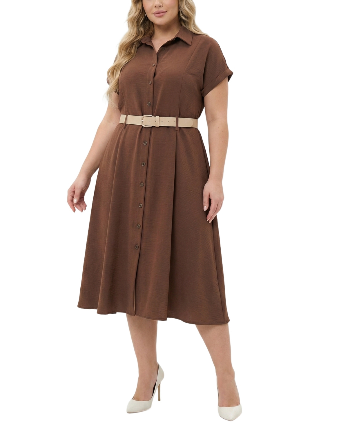 Click here for Ny Collection Plus Size Short Sleeve Button Front... prices