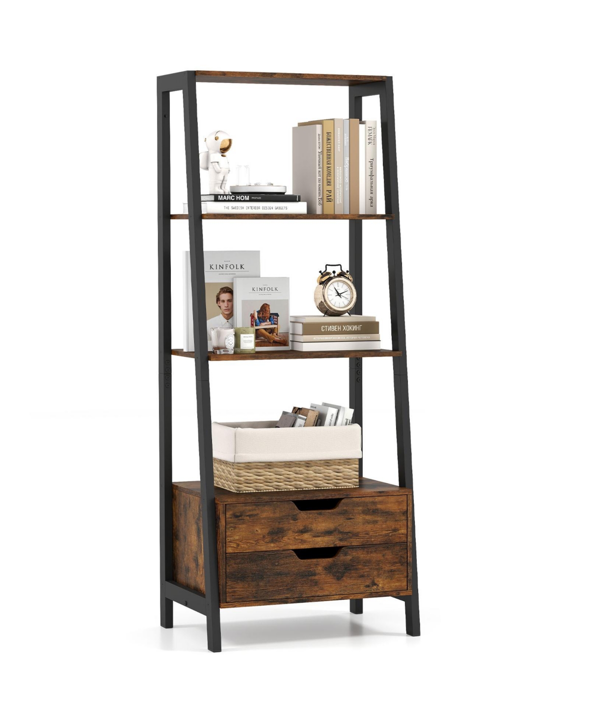 Click here for Gymax 4 tier Bookshelf with 2 Storage Drawers Stur... prices