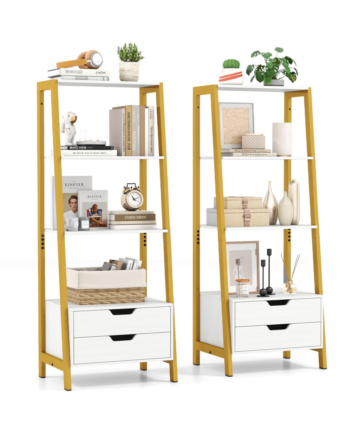 Click here for Gymax 2 Piece Bookshelf with 2 Storage Drawers Stu... prices
