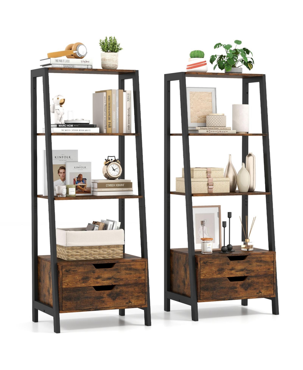 Click here for Gymax 2 Piece Bookshelf with 2 Storage Drawers Stu... prices