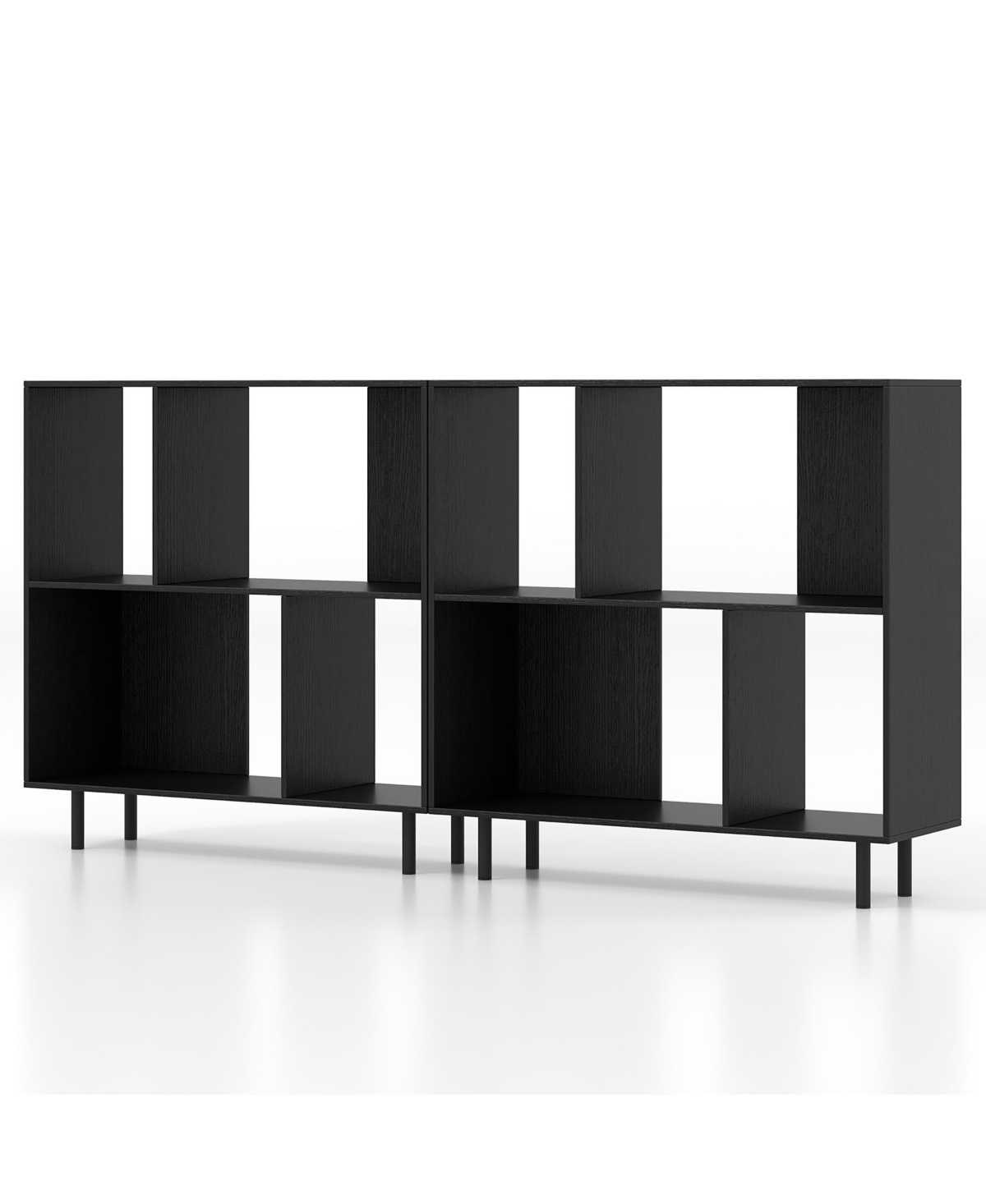 Click here for Gymax 2 Piece 4 Cubby Open Bookcase 3 Tier Freesta... prices