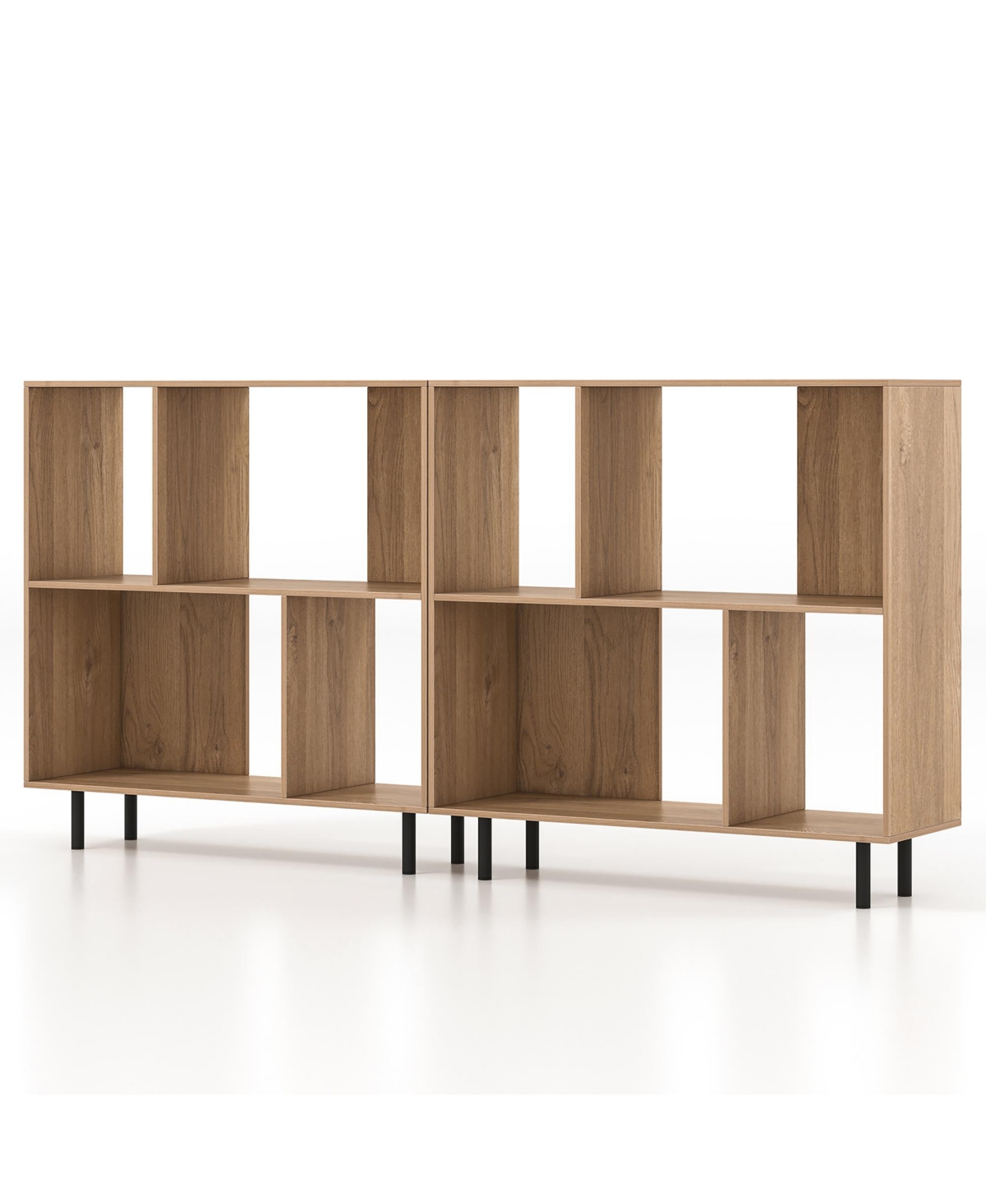 Click here for Gymax 2 Piece 4 Cubby Open Bookcase 3 Tier Freesta... prices