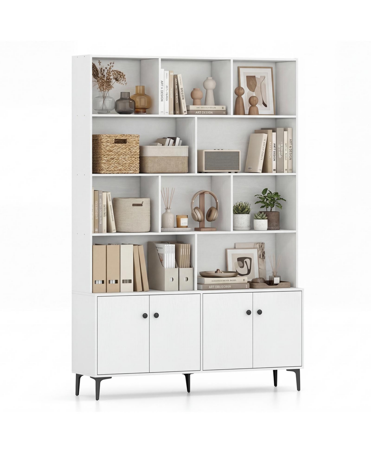Click here for Gymax Bookshelf with Doors 5 Tier Floor Standing B... prices