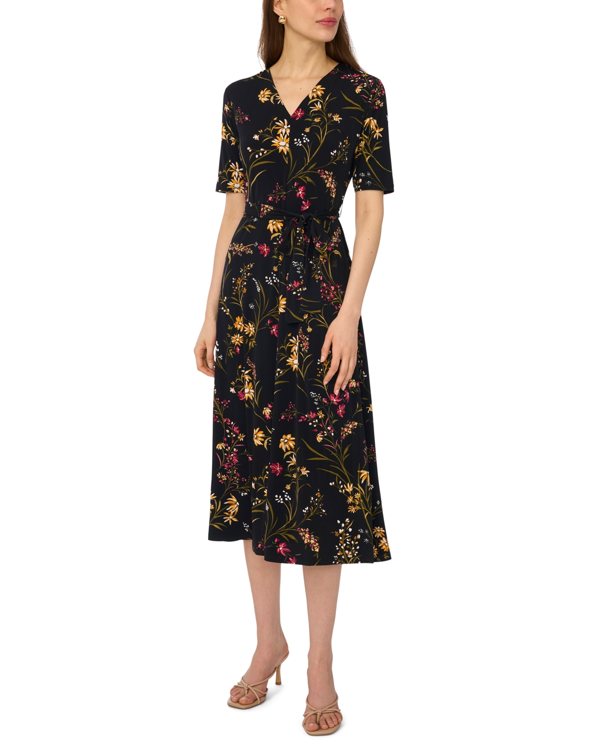 Click here for Msk Womens V-Neck Midi Dress - Rhubarb prices