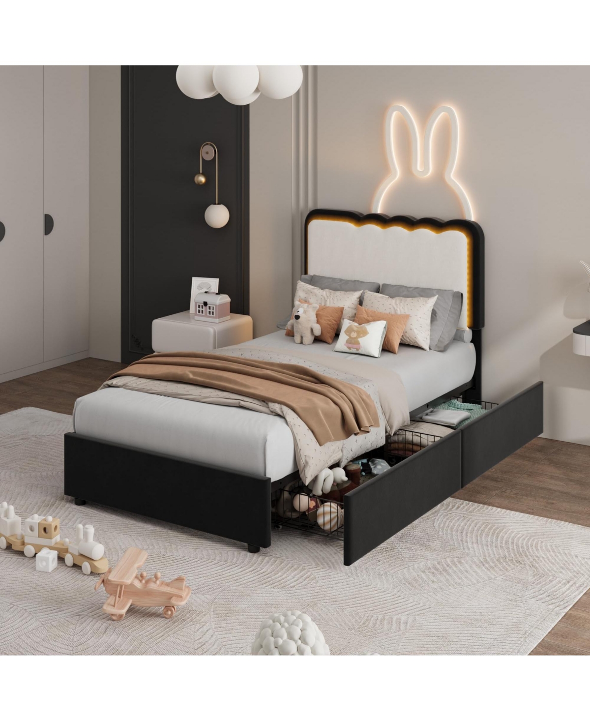 Click here for Gaomon Upholstered Bed Frame with Led Lights  Adju... prices